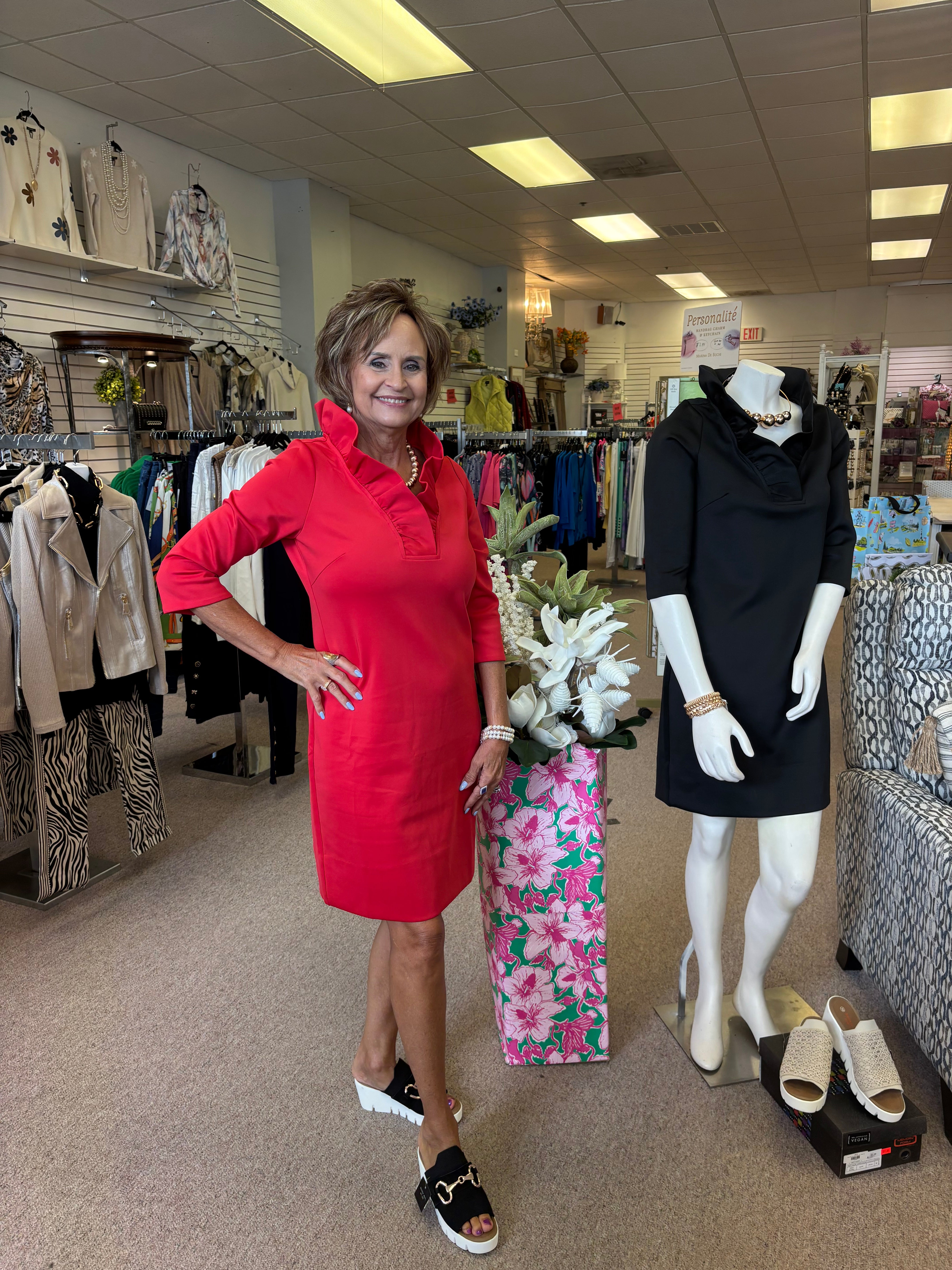 Ruffneck Dress Solid Crimson Dress GSL – The Perfect Home & Gift